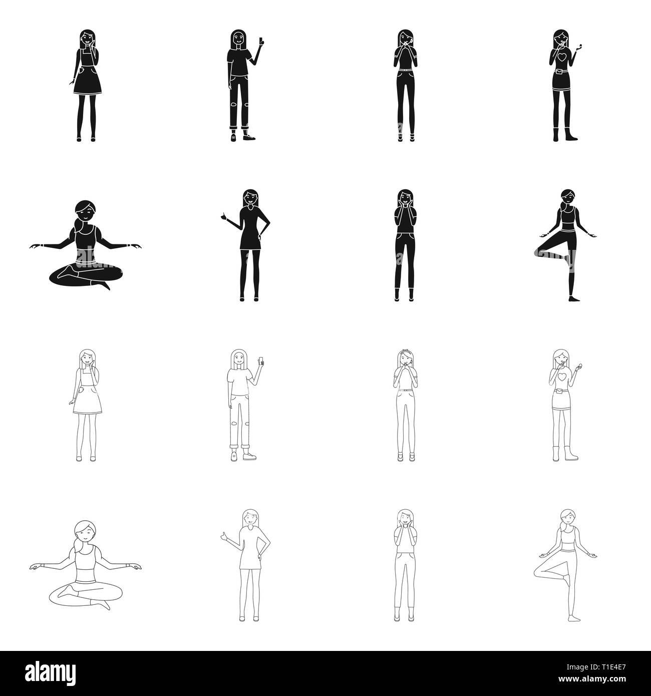 Vector design of posture and mood symbol. Collection of posture and ...