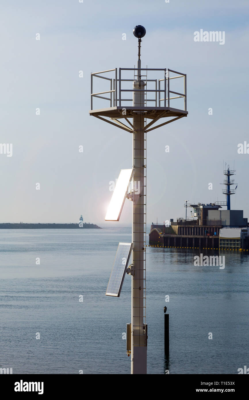 Solar panels at the top of the lighthouse. Transformation of solar ...