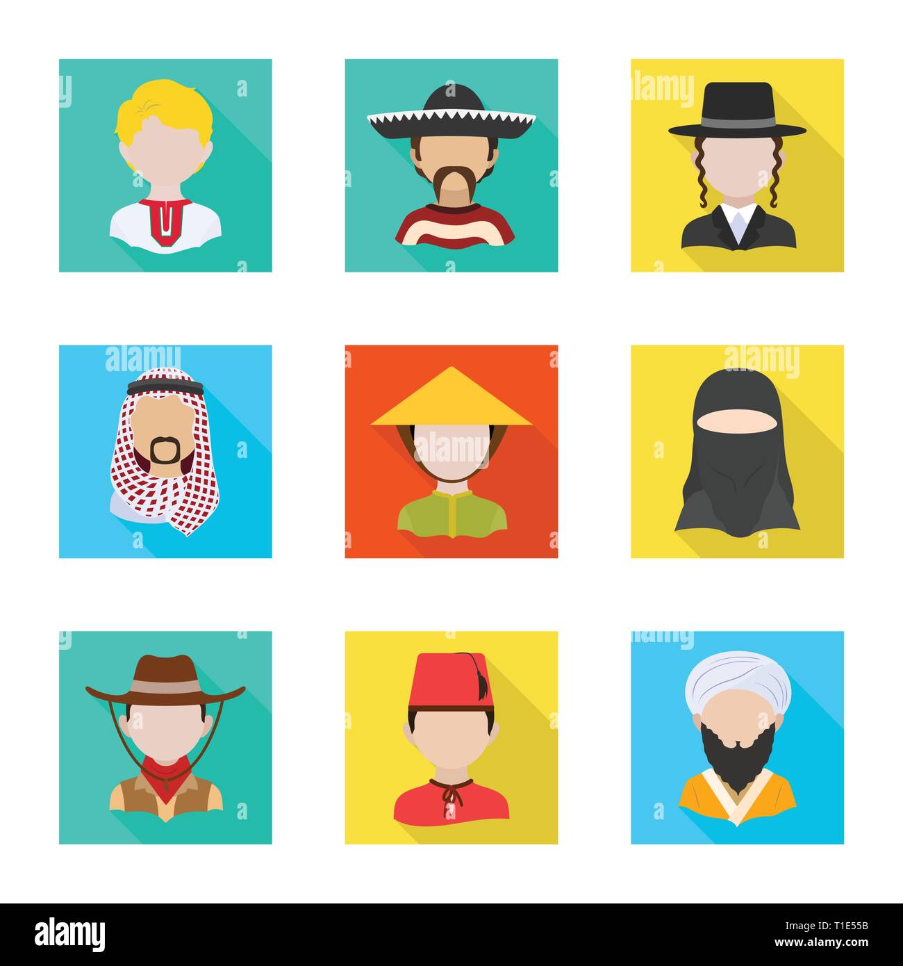 Vector illustration of nation and race sign. Set of nation and user ...