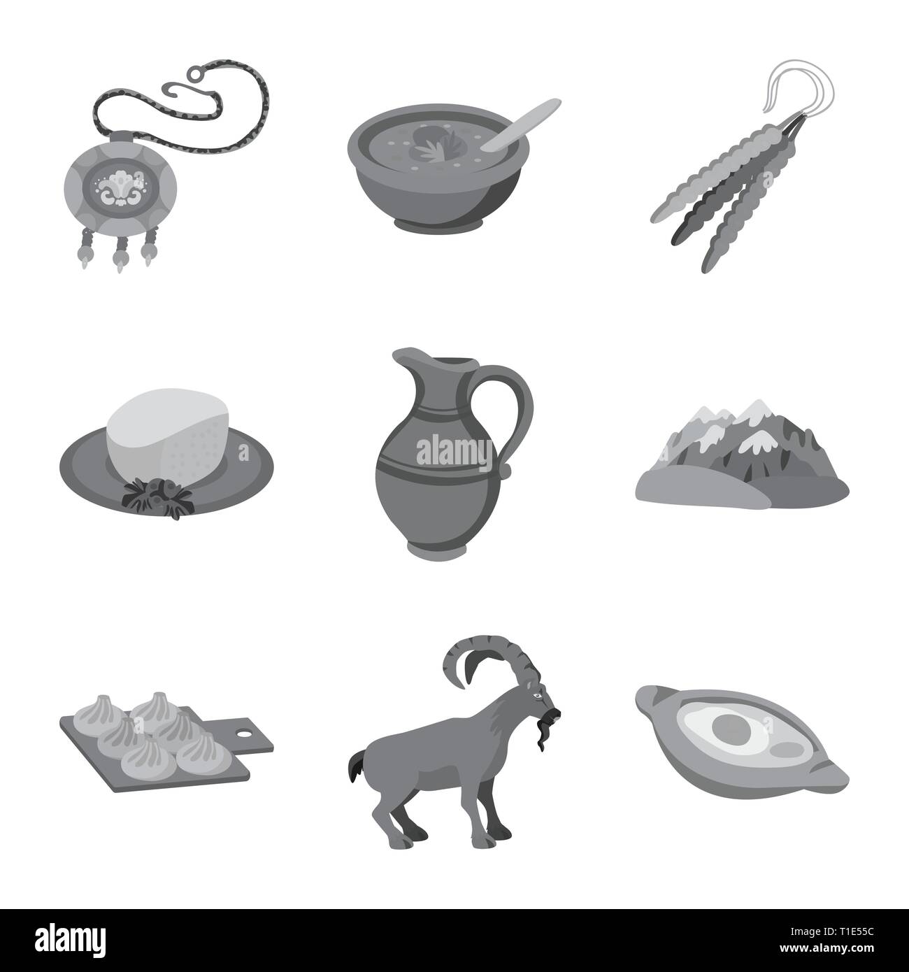 Vector design of attributes and tourism logo. Collection of attributes ...