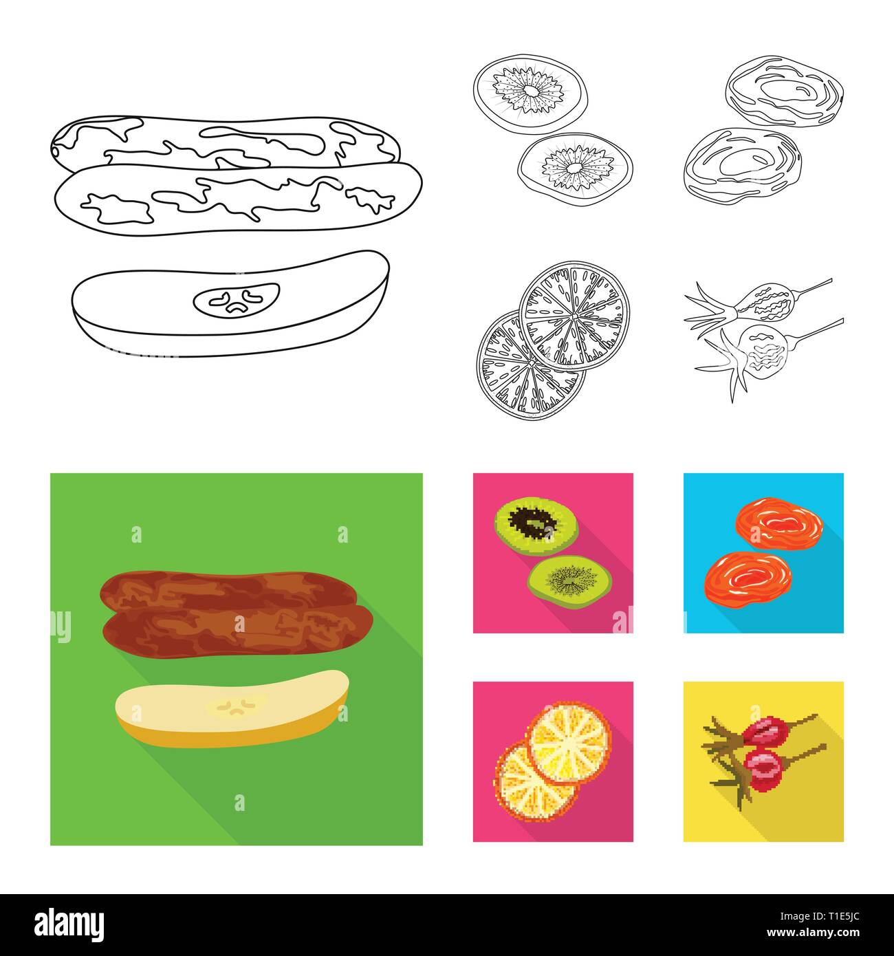 Vector design of food and raw icon. Set of food and nature stock vector ...