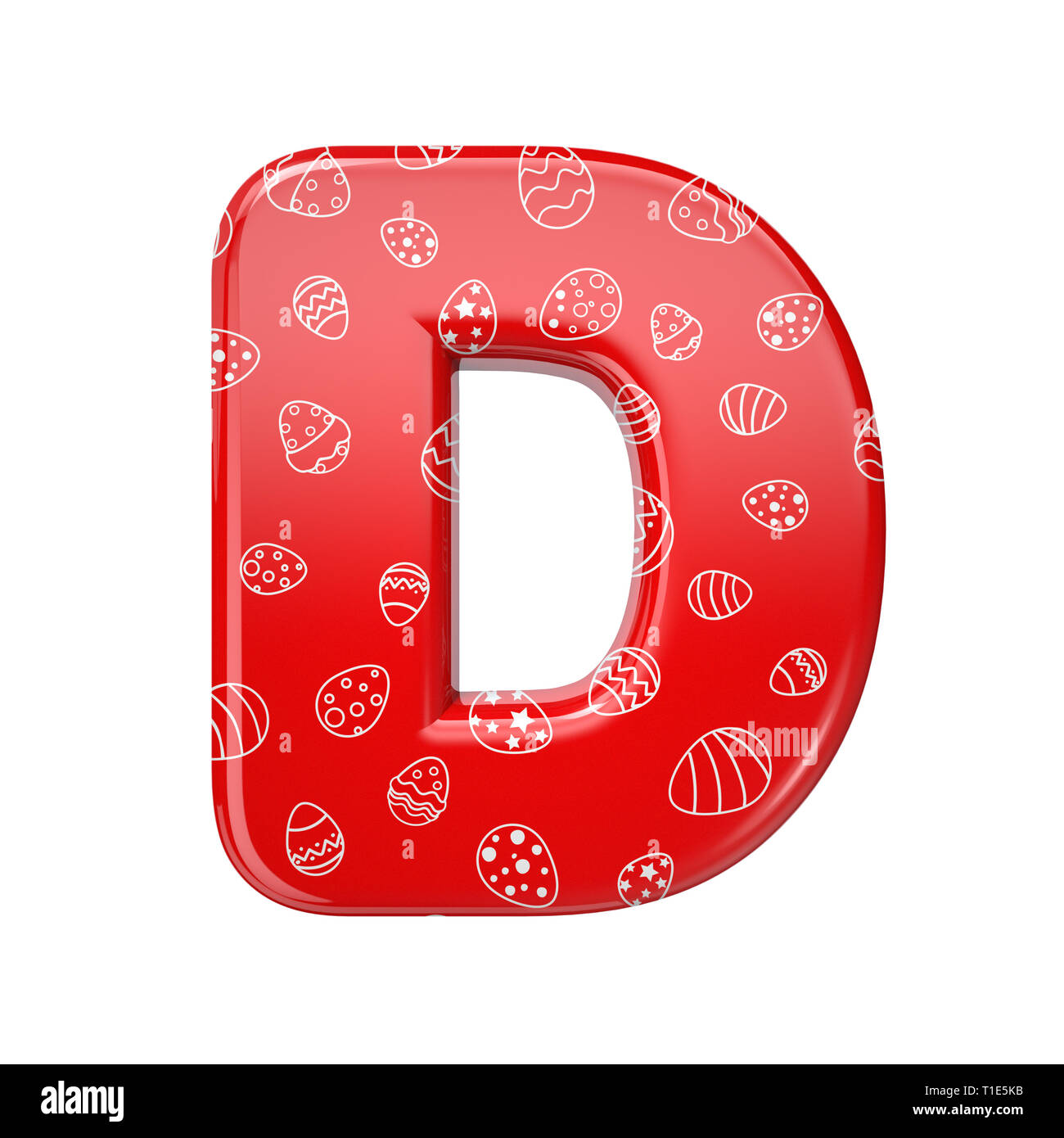 Easter egg letter D - Uppercase 3d red and white celebration font ...