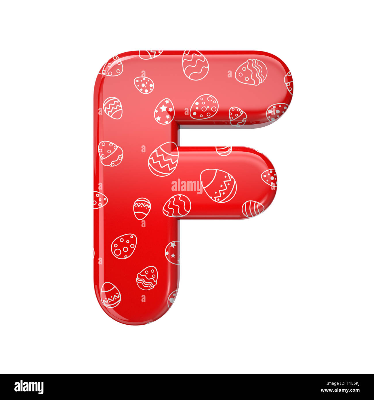 Easter egg letter F - Capital 3d red and white celebration font ...