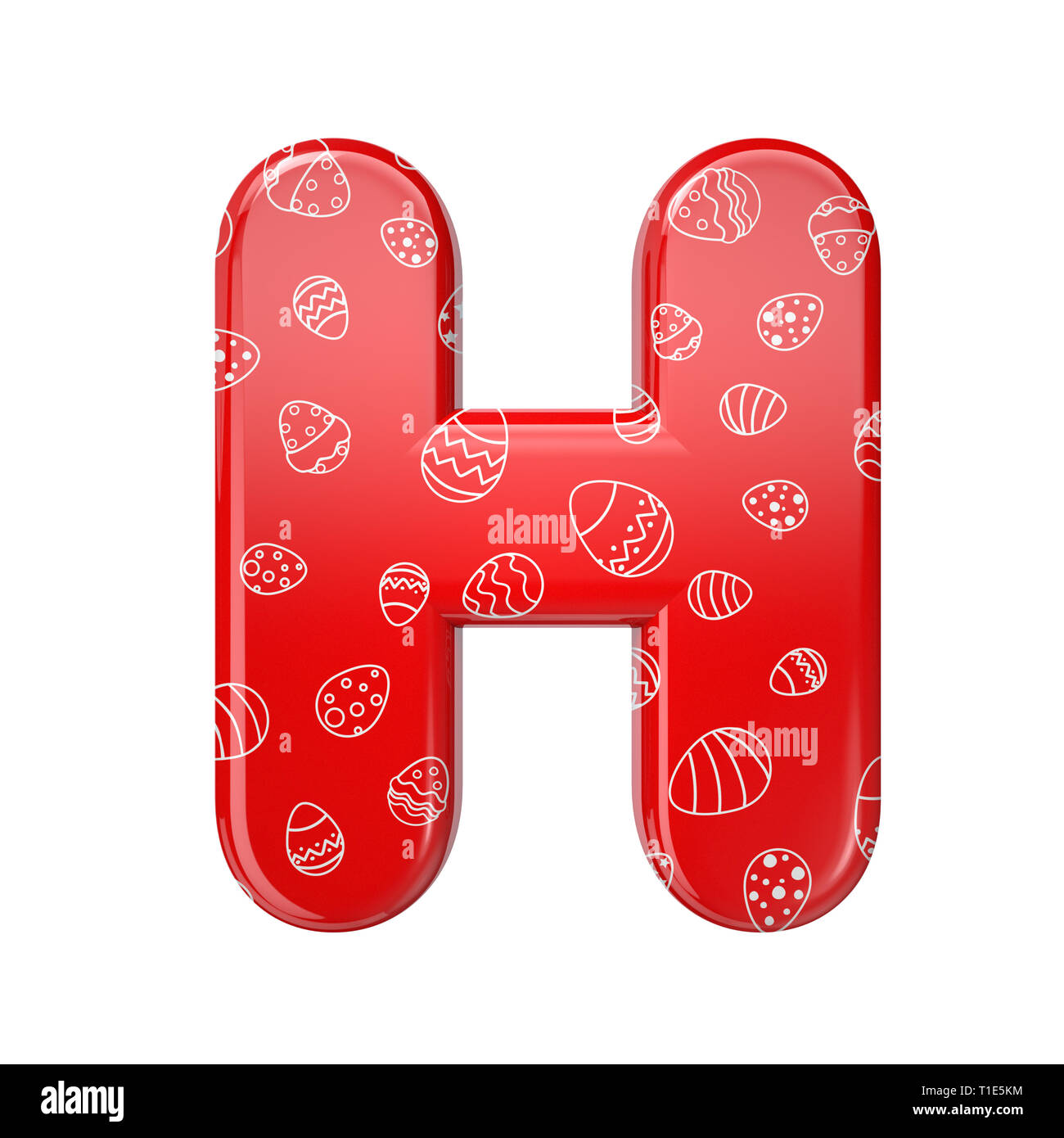 Easter egg letter H - large 3d red and white celebration font isolated ...