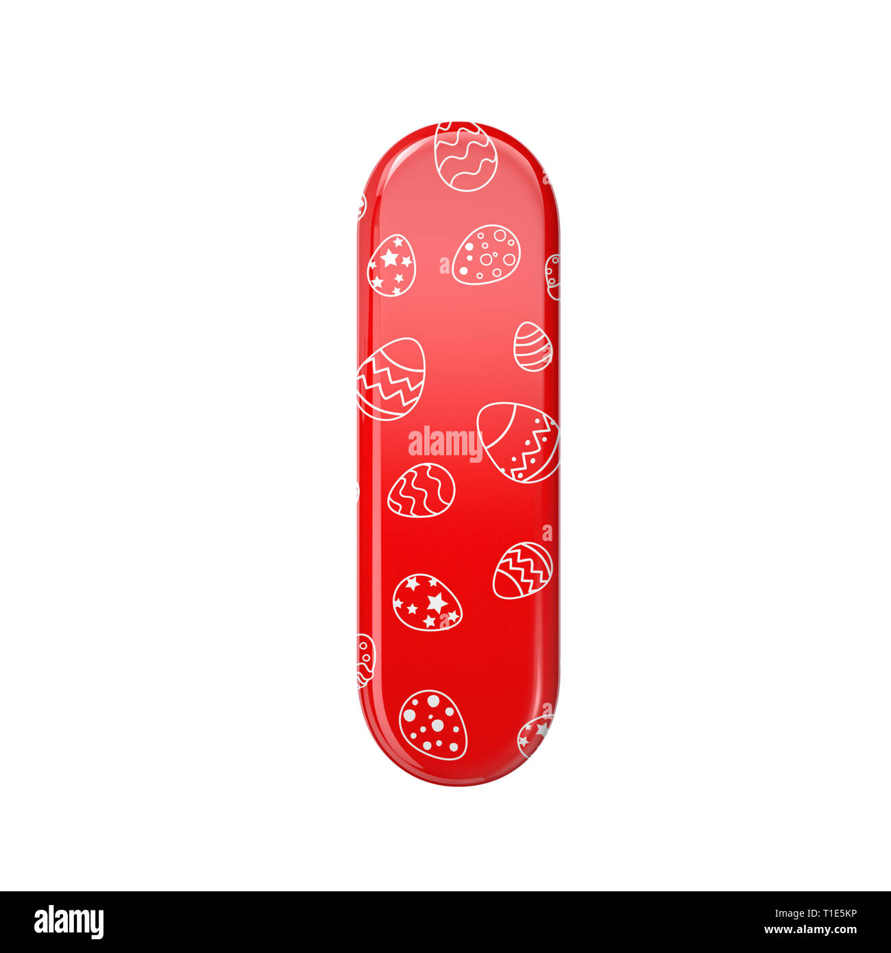 Easter egg letter I - Uppercase 3d red and white celebration font ...