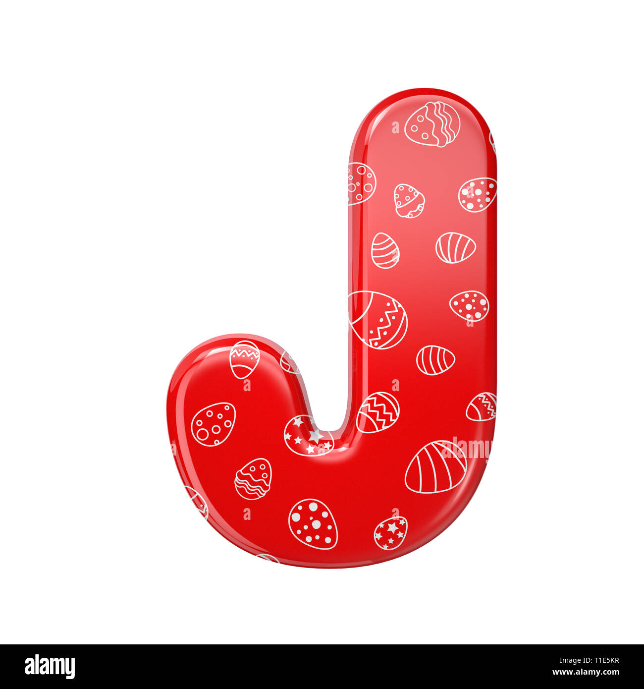 Easter egg letter J - large 3d red and white celebration font isolated ...