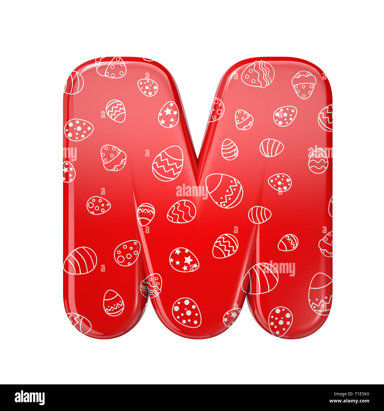 Easter egg letter M - Upper-case 3d red and white celebration font ...
