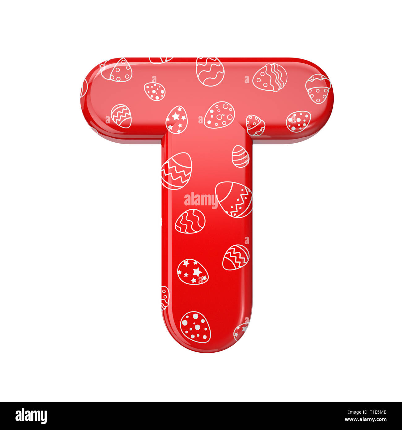 Easter egg letter T - Capital 3d red and white celebration font ...