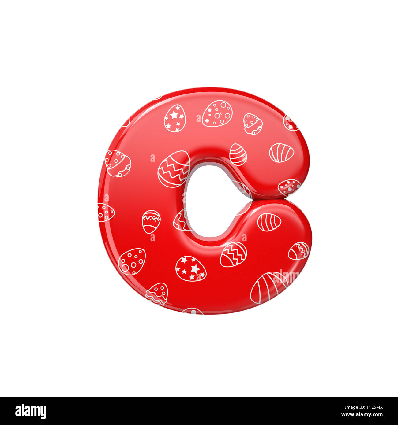 Easter egg letter C - Small 3d red and white celebration font isolated ...