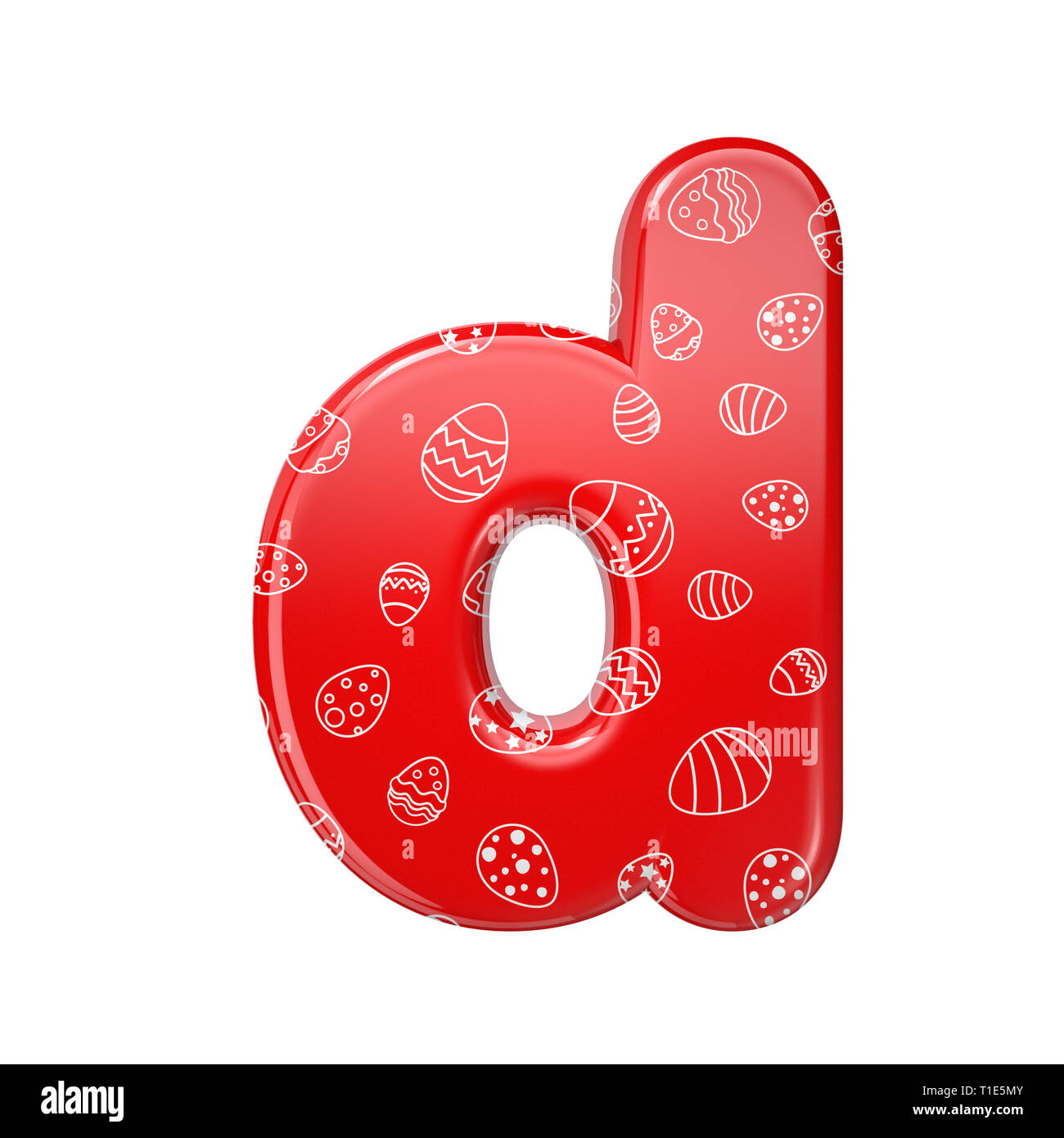 Easter egg letter D - Small 3d red and white celebration font isolated ...