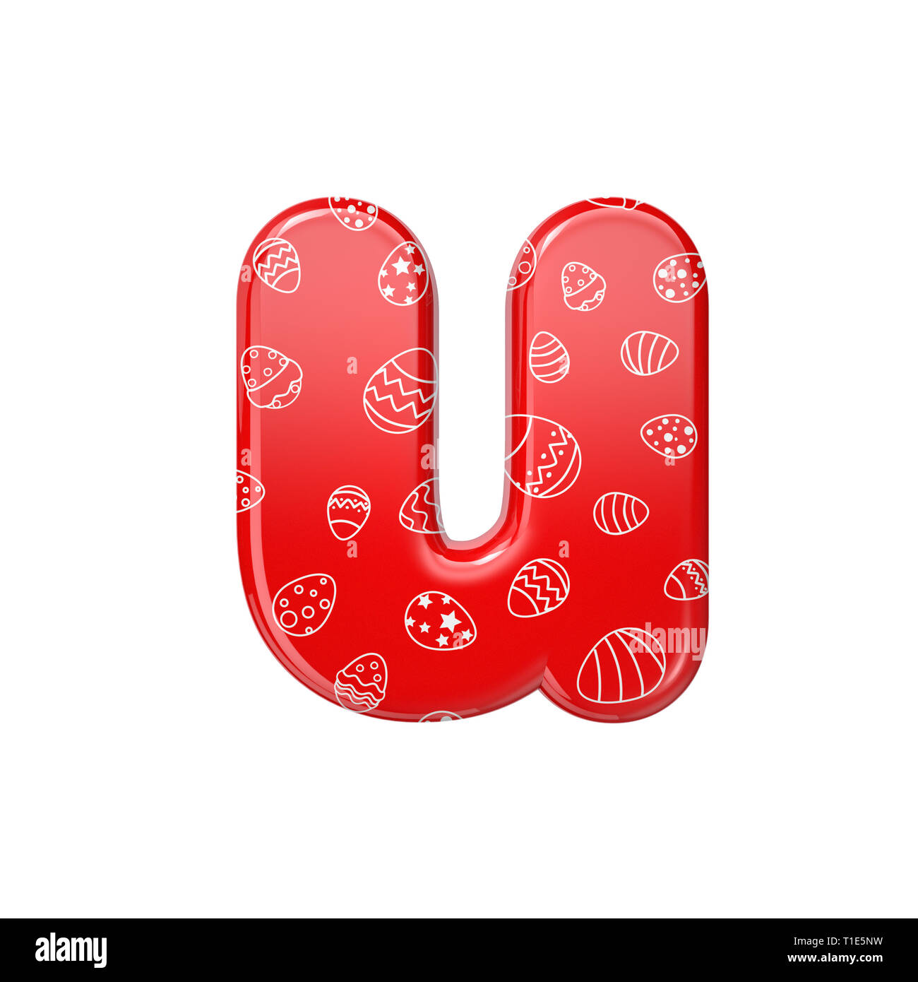 Easter egg letter U - Small 3d red and white celebration font isolated ...