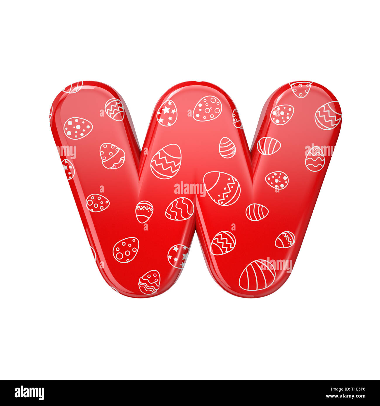 Easter egg letter W - Lower-case 3d red and white celebration font ...
