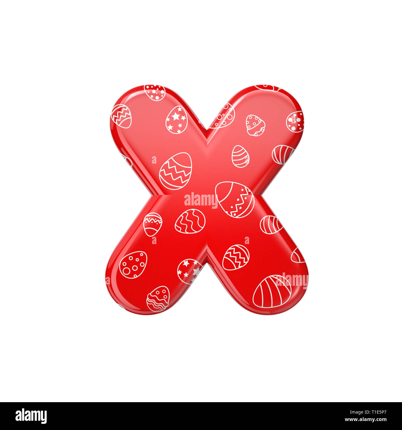 Easter egg letter X - Small 3d red and white celebration font isolated ...