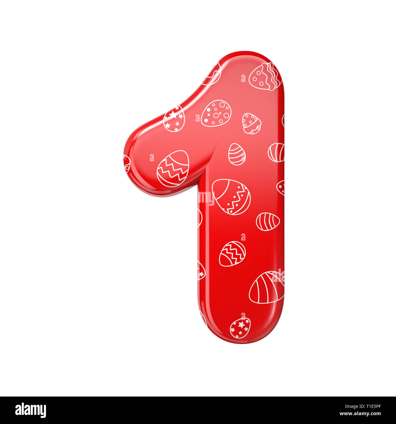 Easter egg number 1 - 3d red and white celebration digit isolated on ...