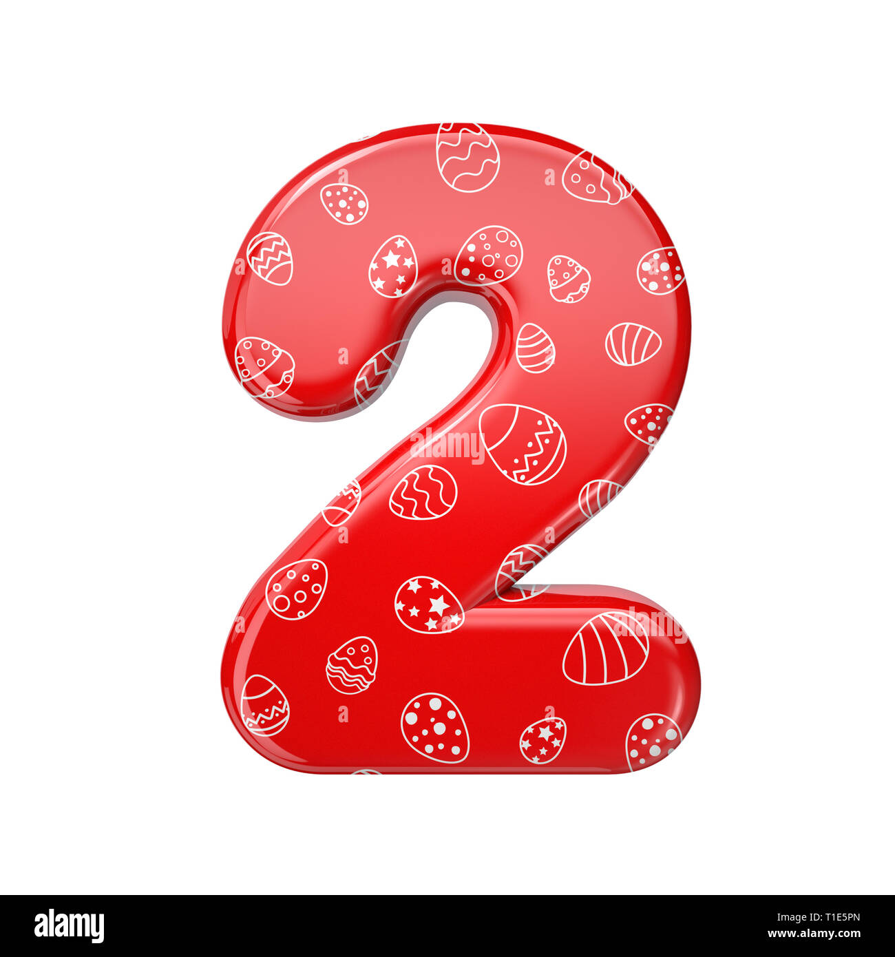 Easter egg number 2 - 3d red and white celebration digit isolated on ...