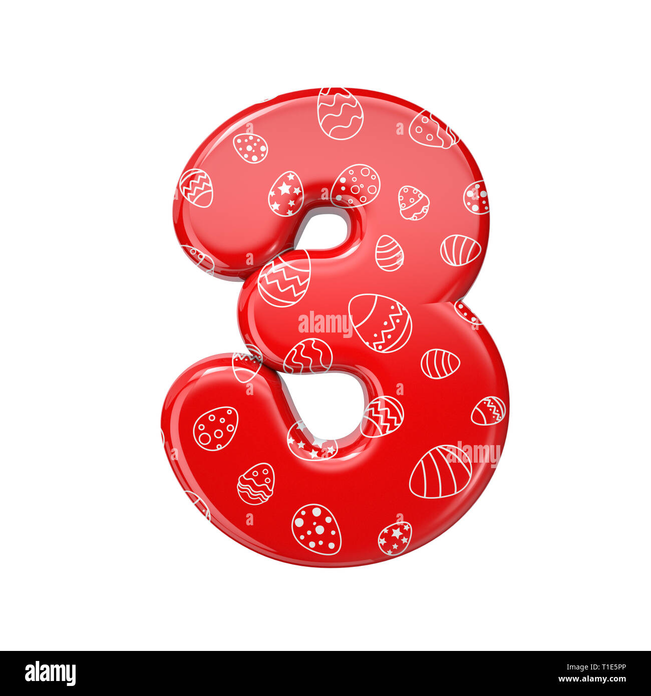 Easter egg number 3 - 3d red and white celebration digit isolated on ...