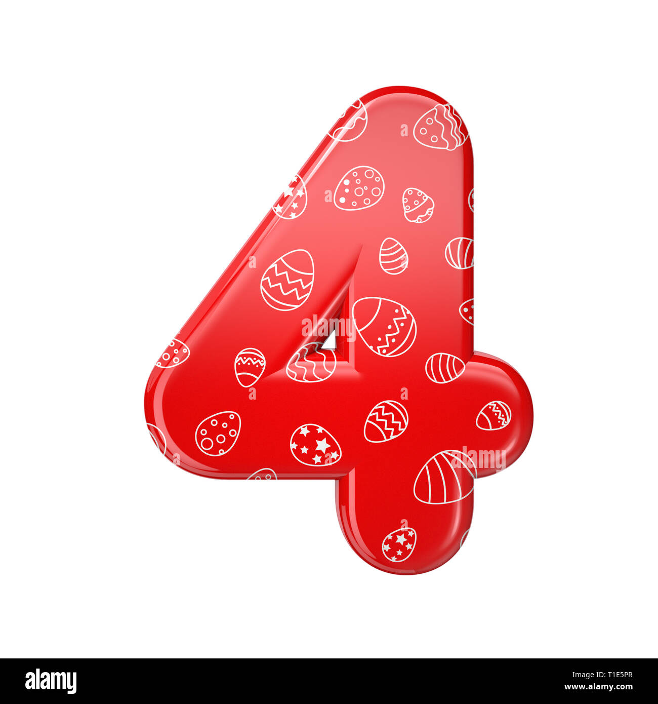Easter egg number 4 - 3d red and white celebration digit isolated on ...