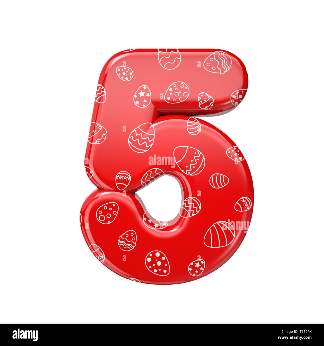 Easter egg number 5 - 3d red and white celebration digit isolated on ...