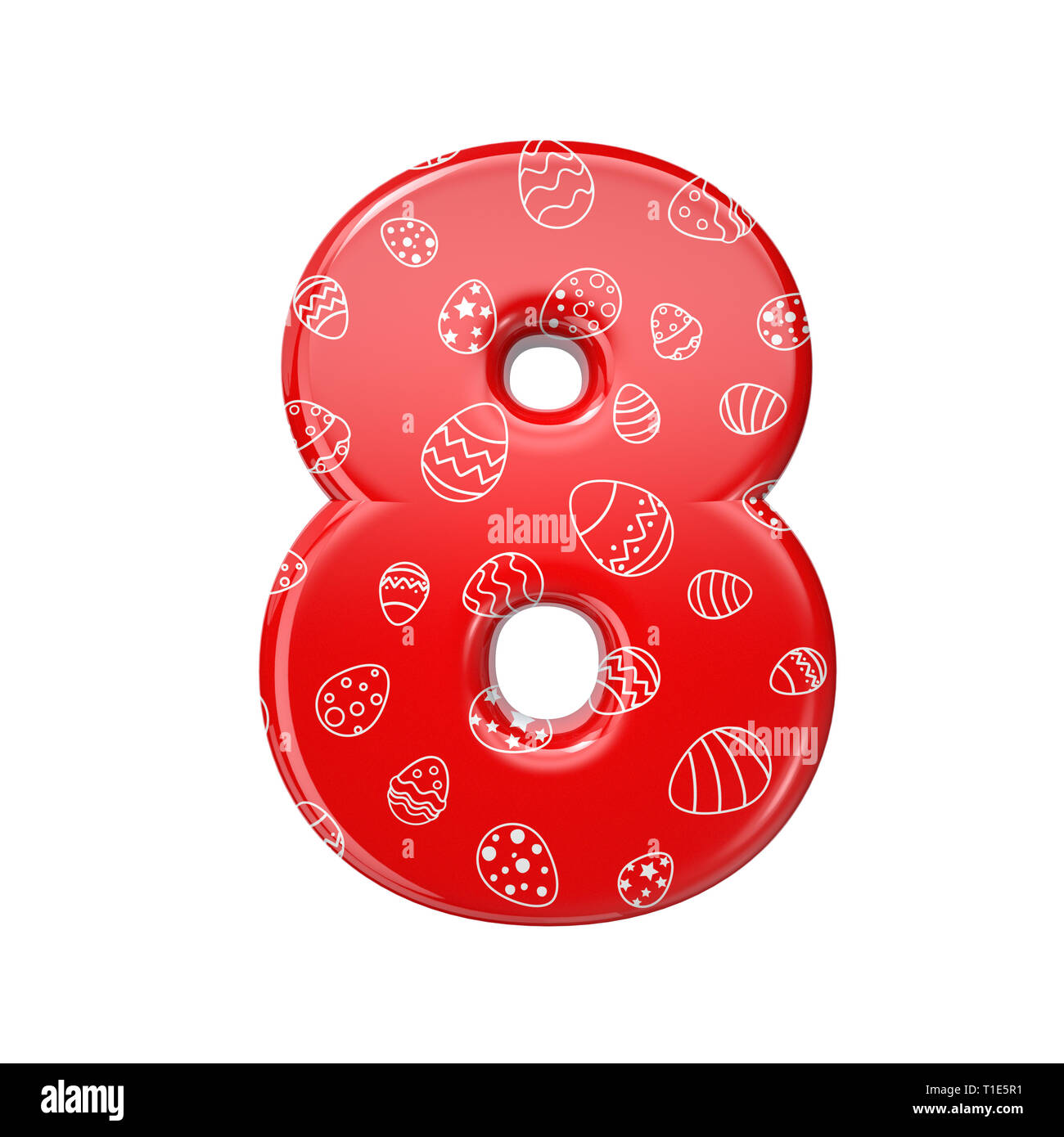 Easter egg number 8 - 3d red and white celebration digit isolated on ...
