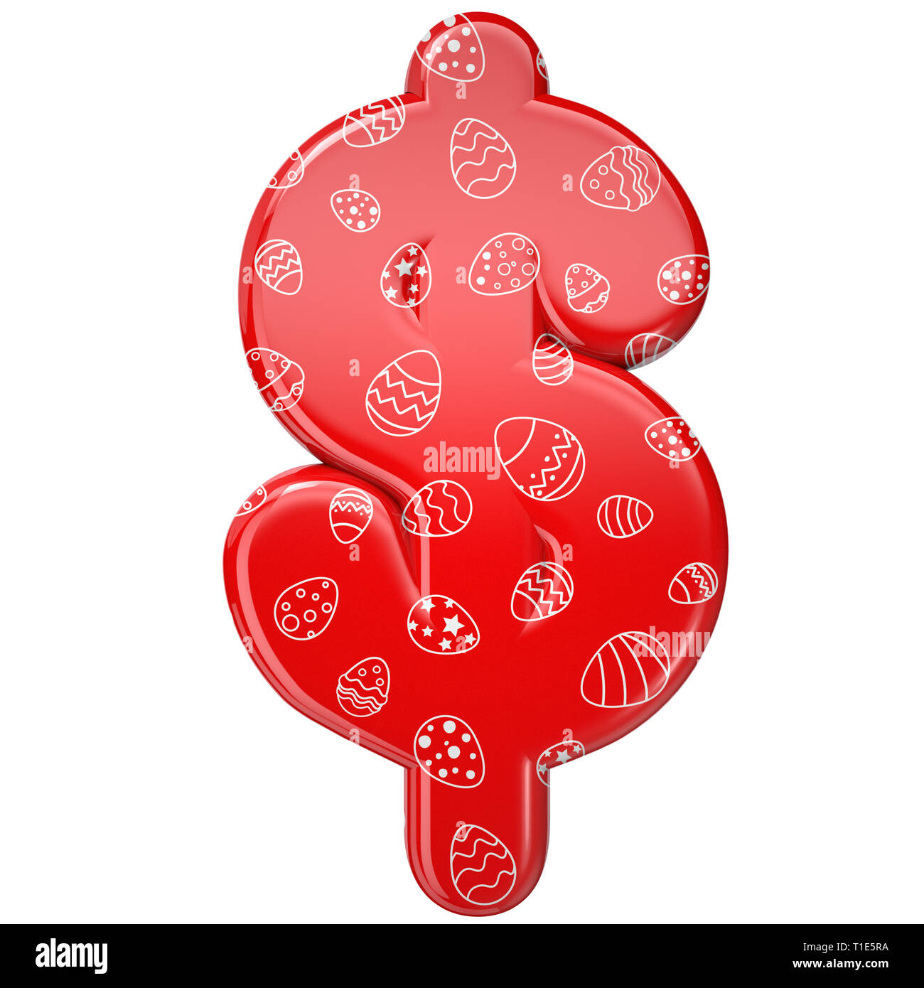 Easter egg dollar currency sign - 3d red and white celebration business ...