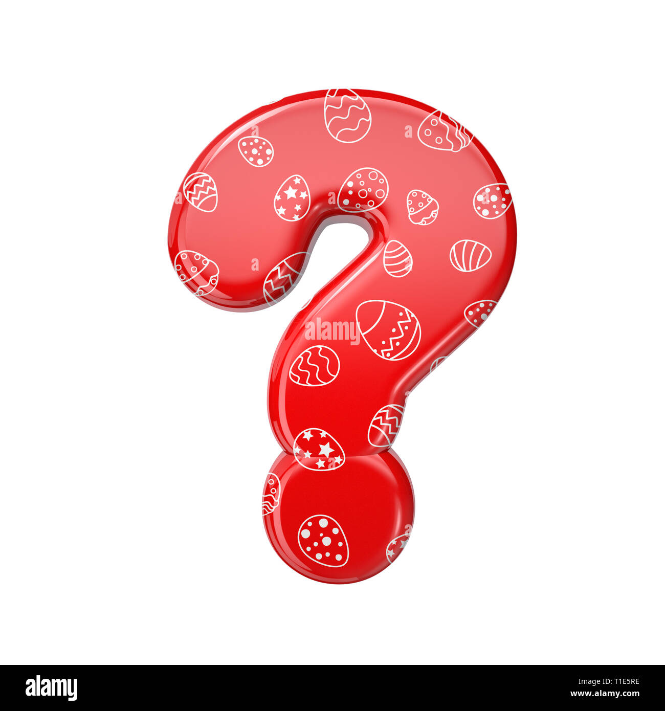 Easter egg interrogation point - 3d red and white celebration symbol ...