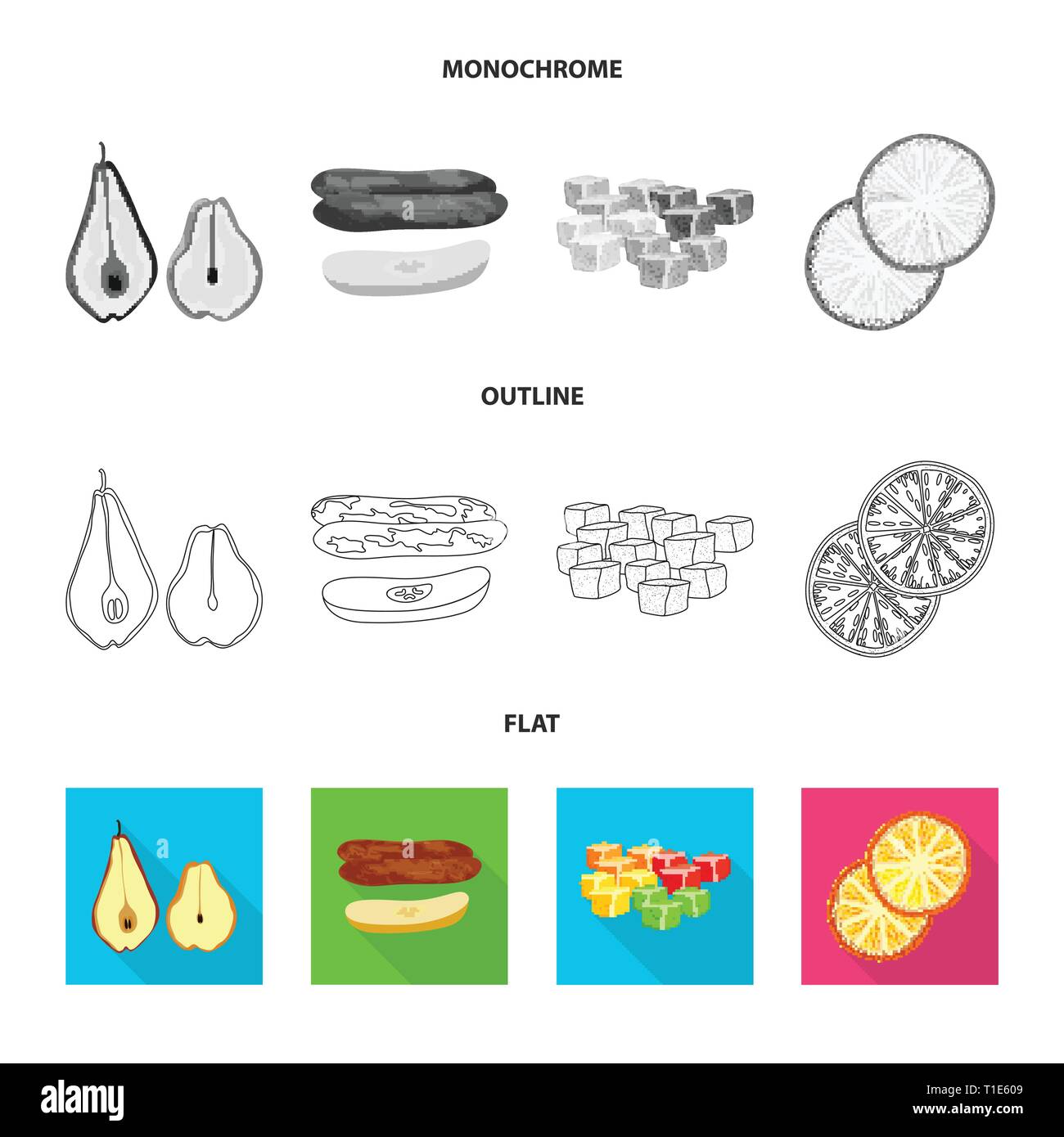 Vector illustration of food and raw logo. Collection of food and nature ...