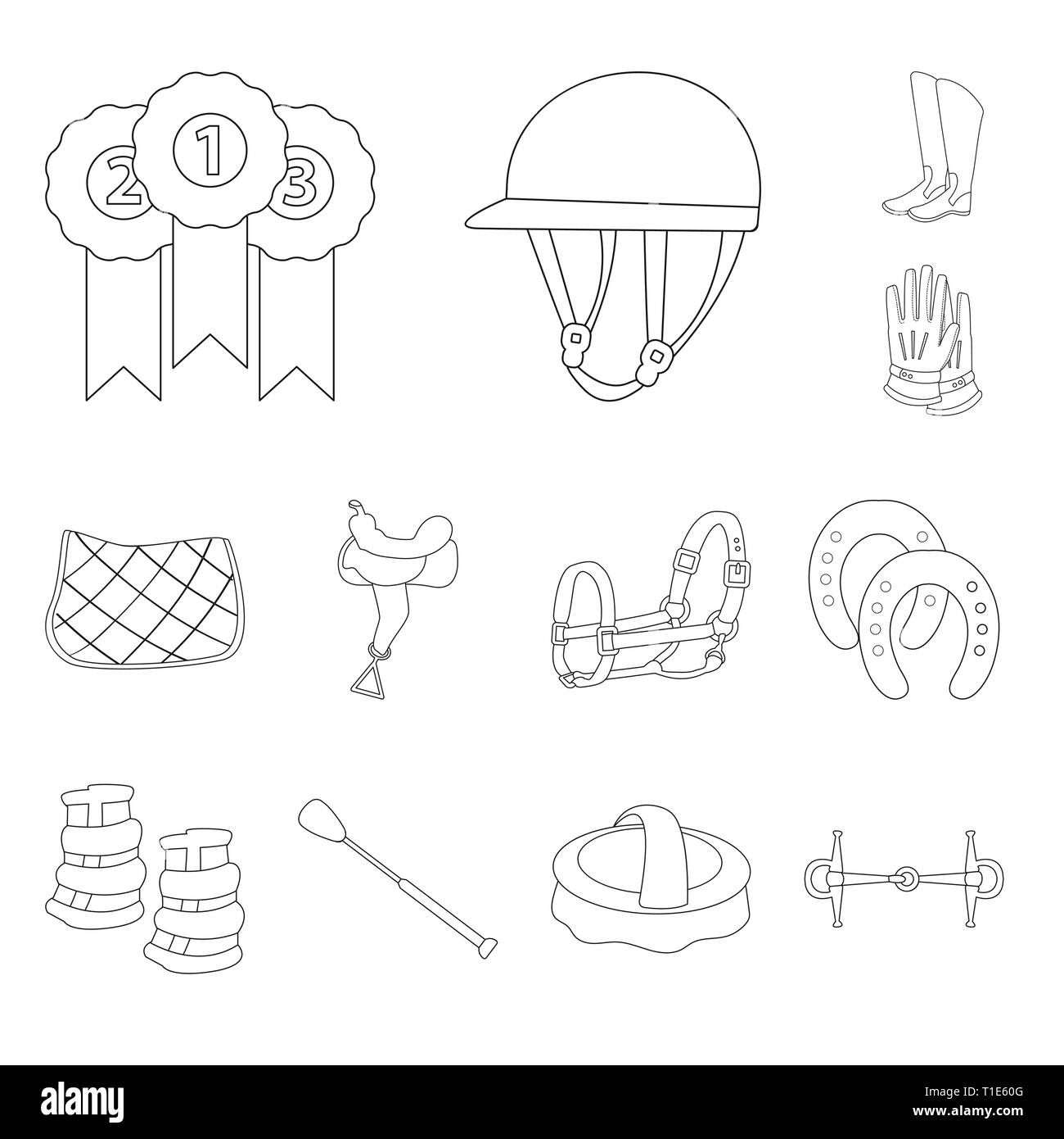 Isolated object of horseback and equestrian icon. Collection of ...