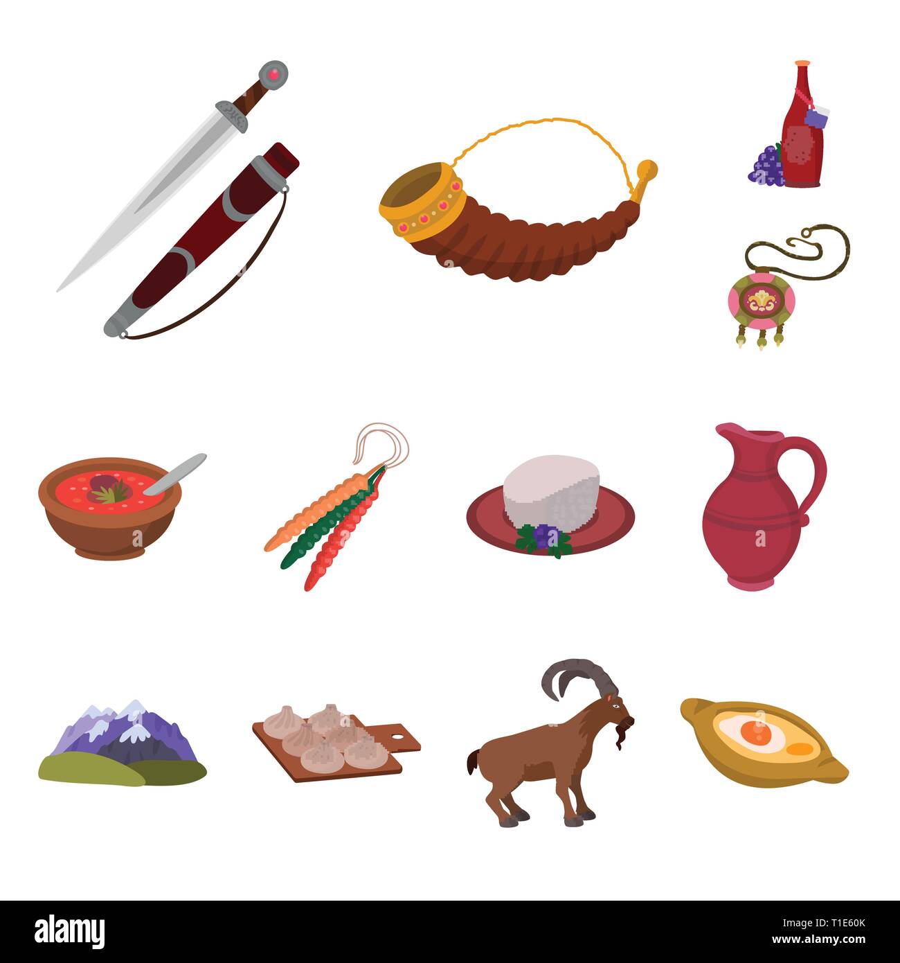 Vector design of Caucasus and traditions sign. Set of Caucasus and ...