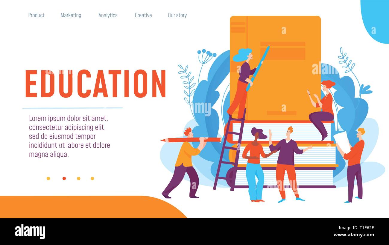 Vector concept creative business illustration with studing people ...