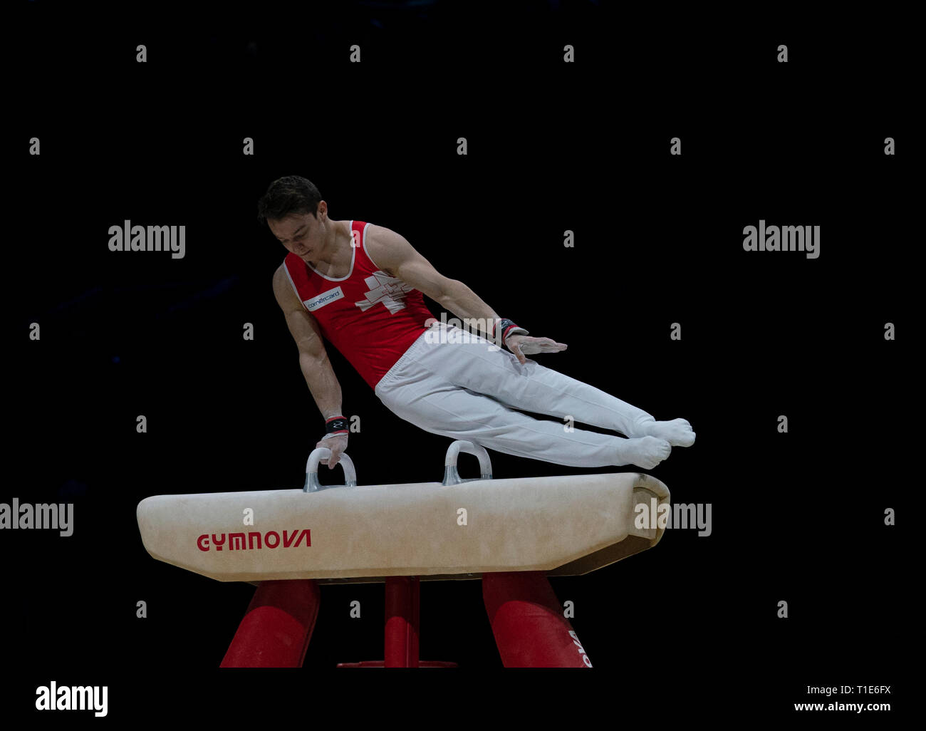 Christian Baumann (Switzerland) in action during Gymnastics World Cup ...