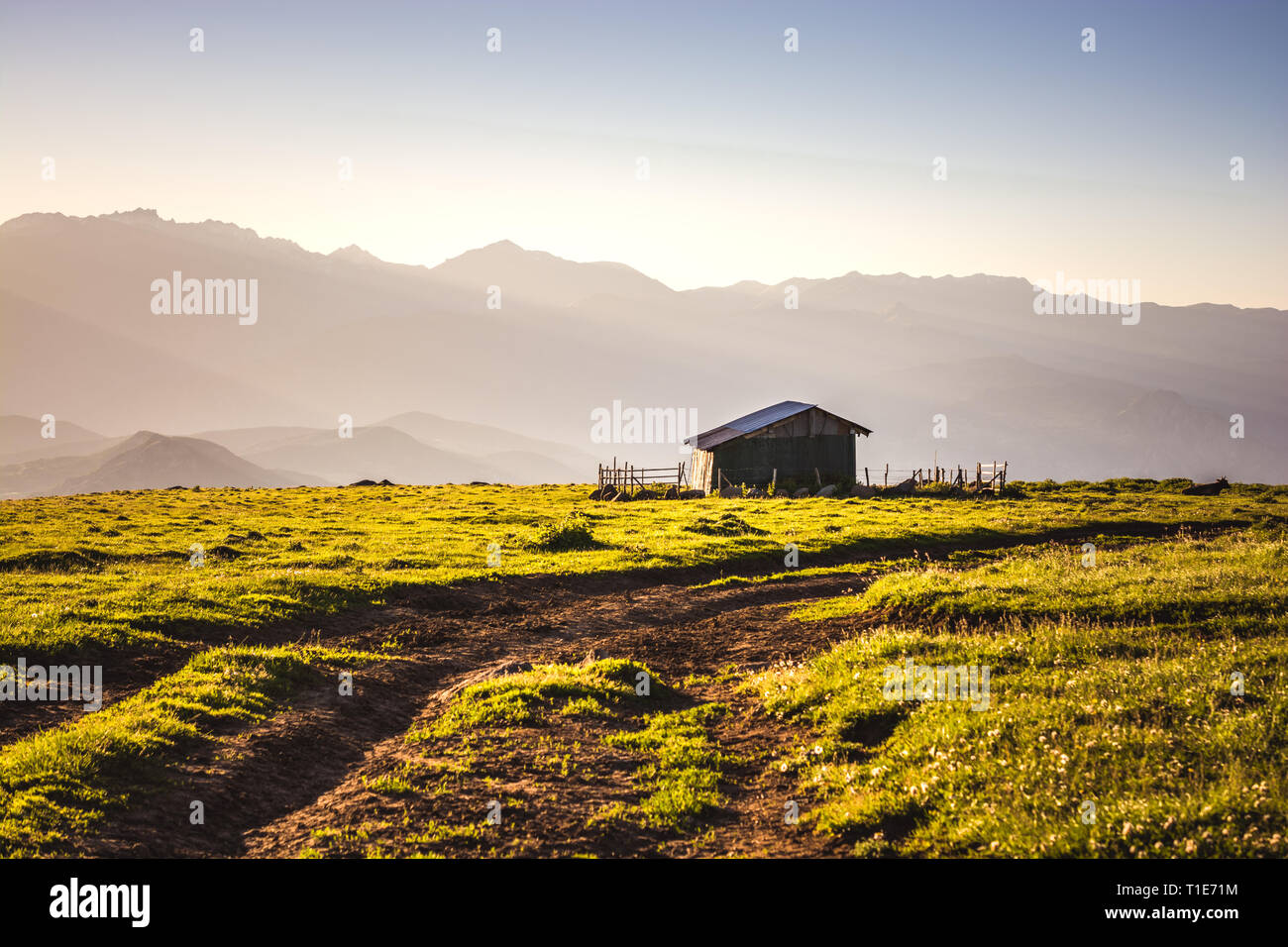 Little hut for shelter made in simple style in view Stock Photo - Alamy