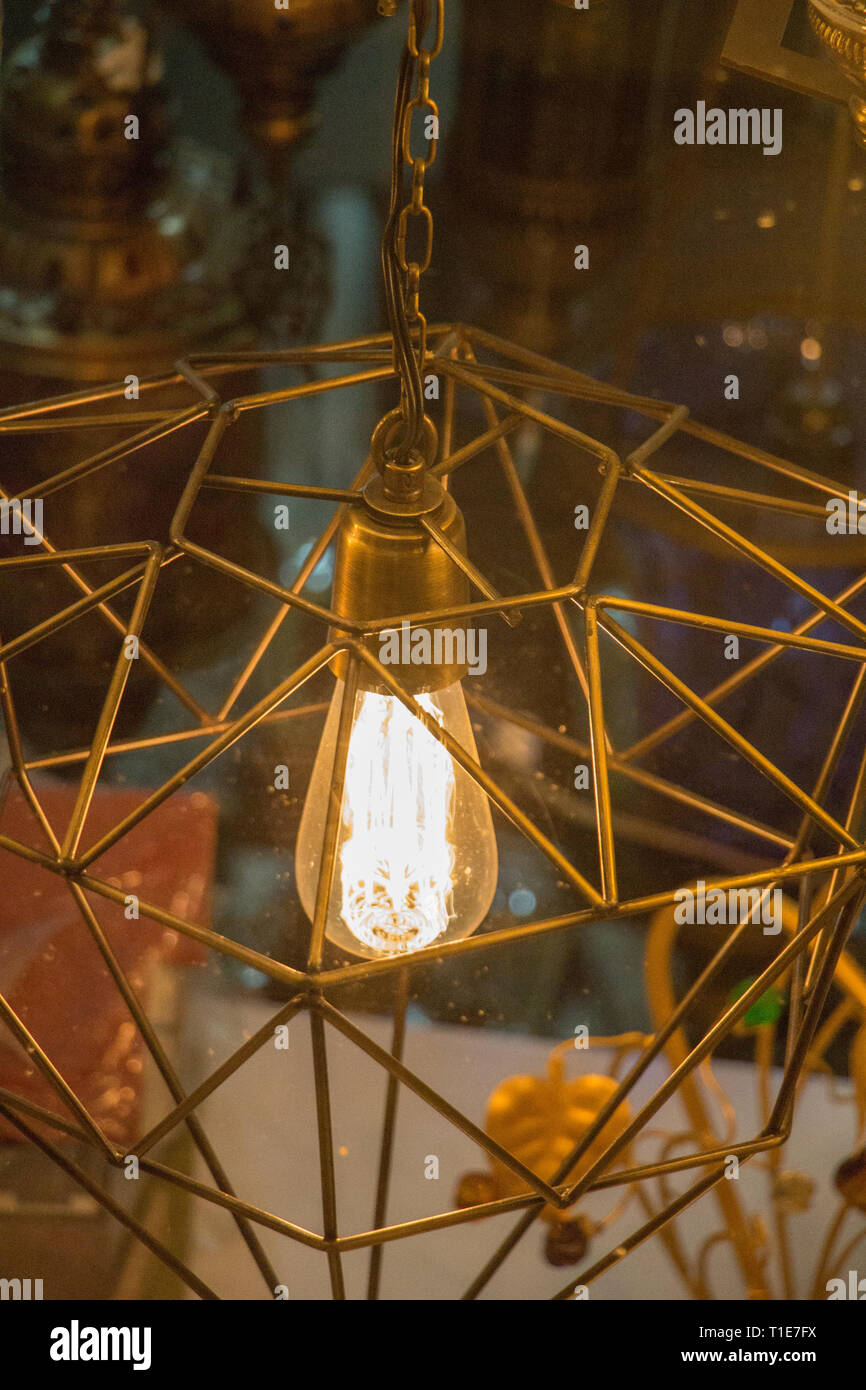 Decorative antique edison style filament light bulbs hanging Stock ...