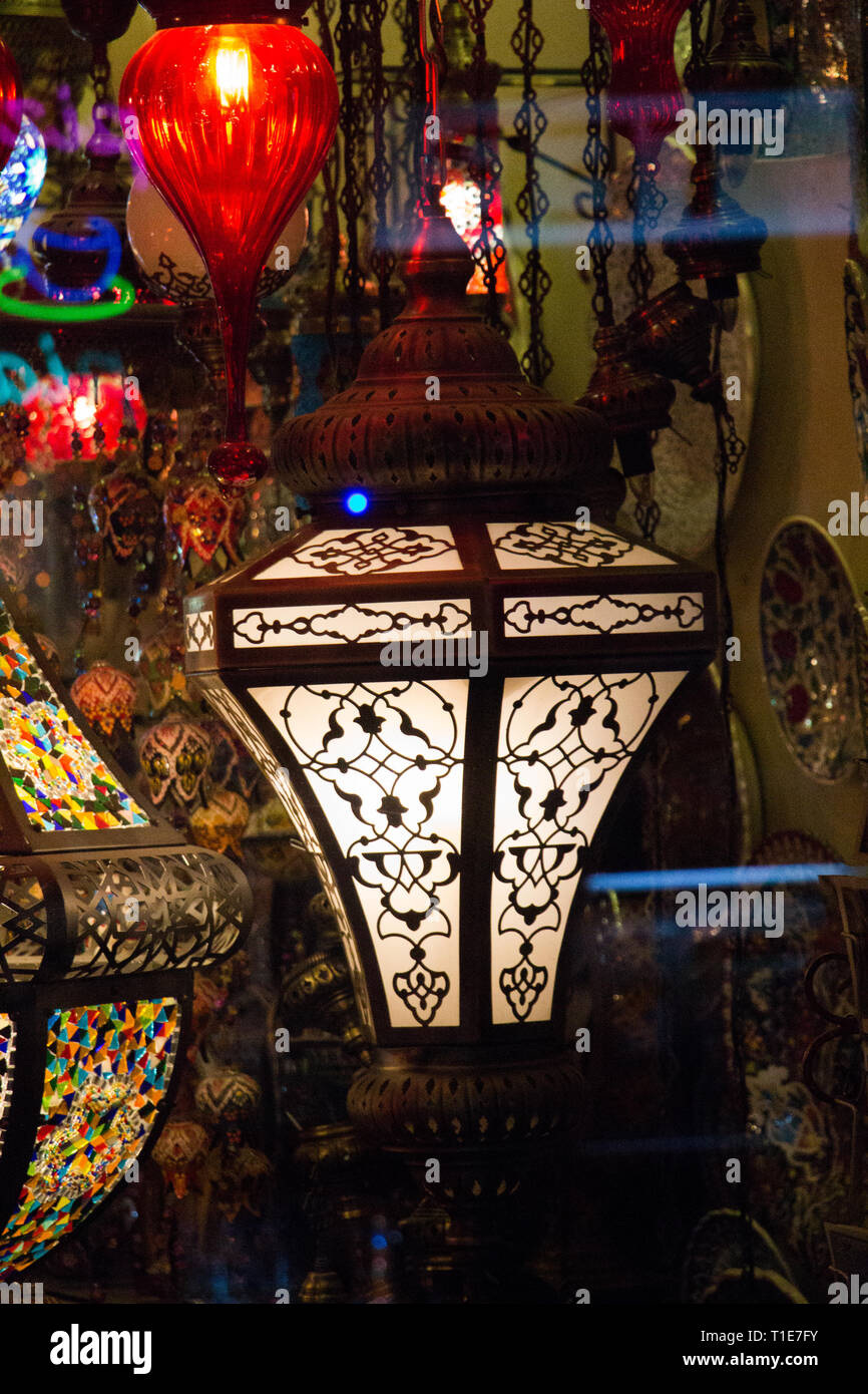 Mosaic Ottoman lamps from Grand Bazaar in Istanbul Stock Photo - Alamy