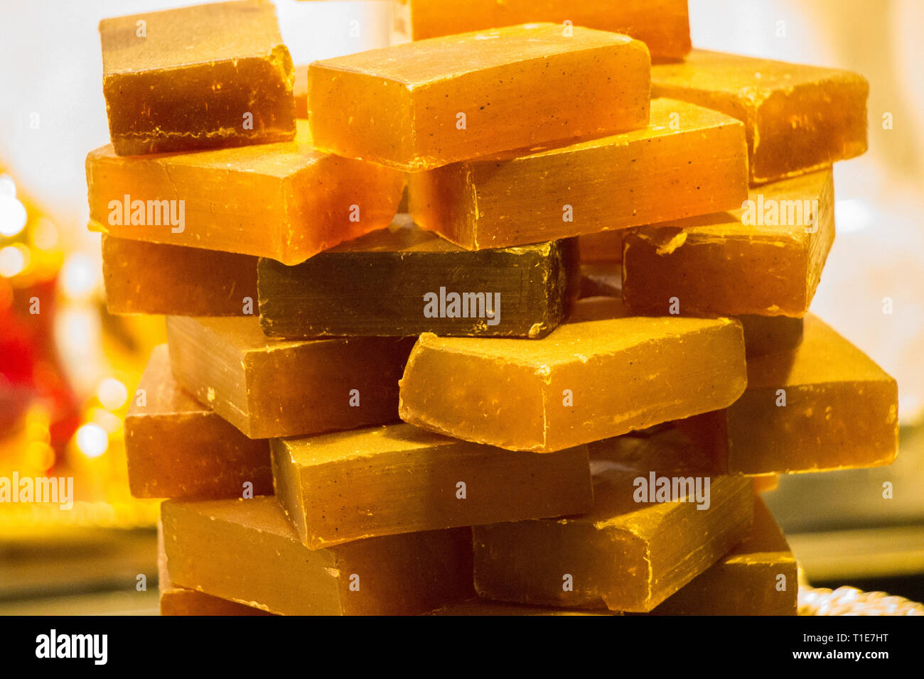 Collection of bars of fragrant hand made organic soap Stock Photo - Alamy