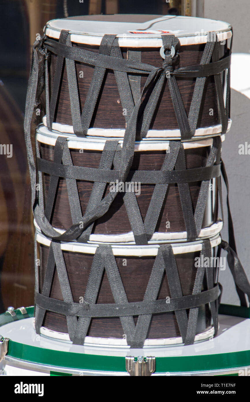 Traditional drums as an musical instrument in a market Stock Photo - Alamy
