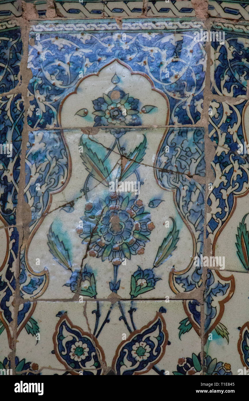 Ottoman ancient Handmade Turkish Tiles with floral patterns Stock Photo ...