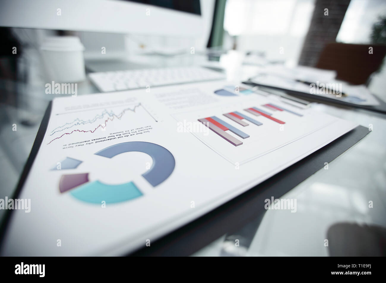 closeup.financial report on the table of the businessman Stock Photo ...