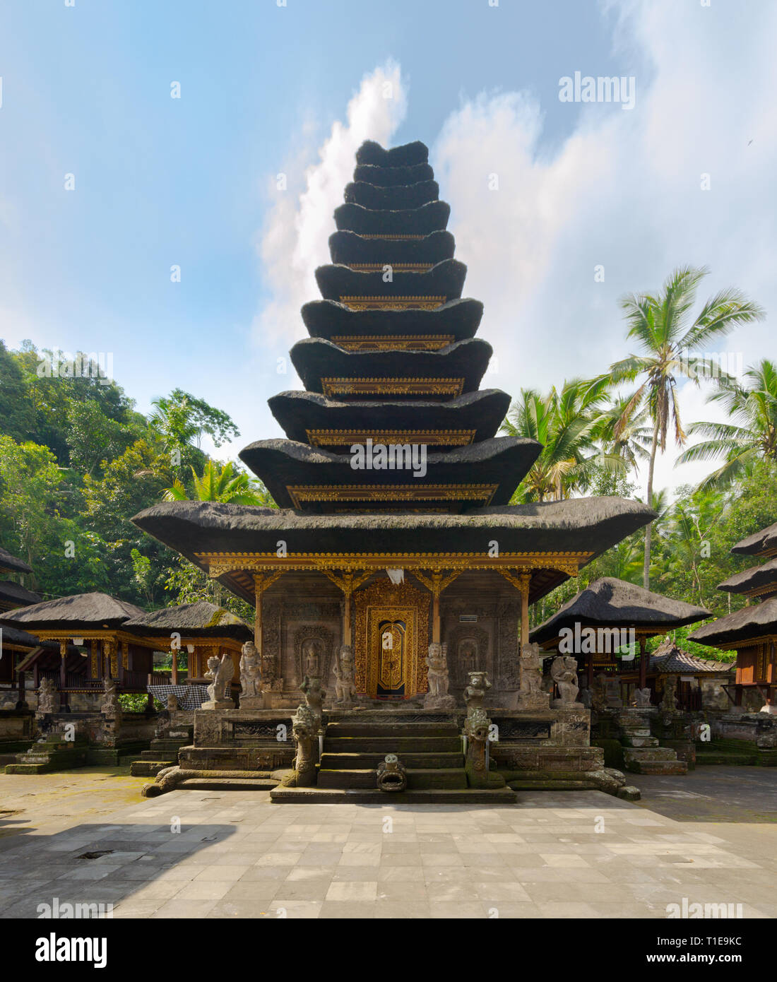 Elevation of the main shrine of Pura Kehen hindu temple in Bali ...