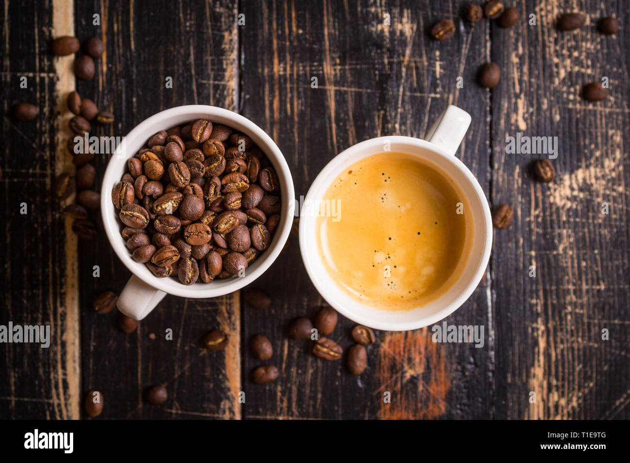 Coffee beans in a cups Stock Photo - Alamy