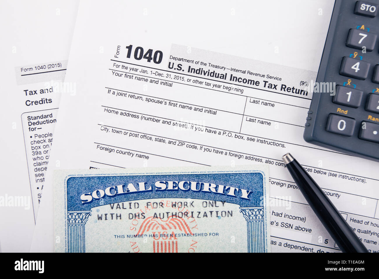 Tax return form and Social Security Number card Stock Photo - Alamy