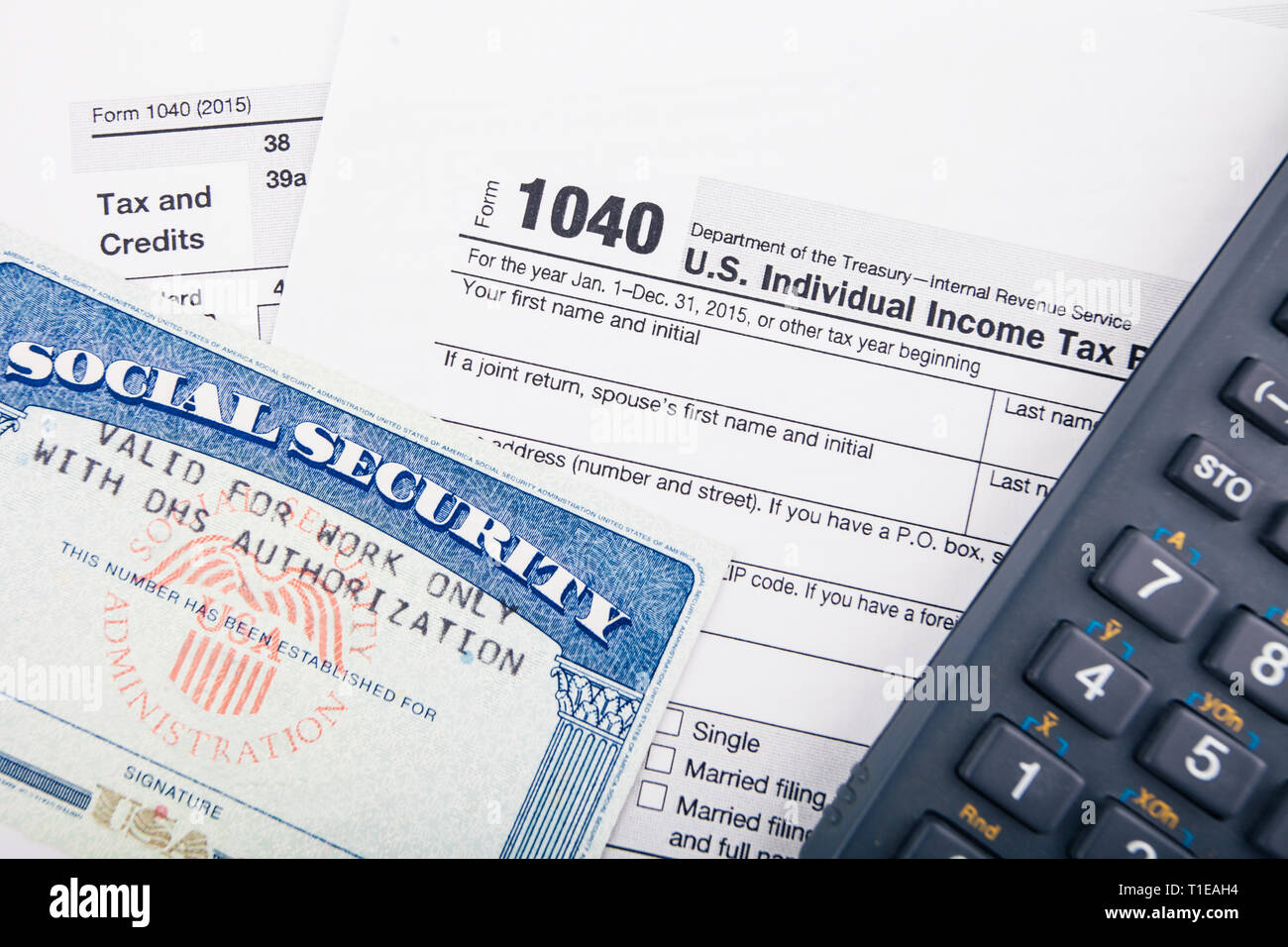 Tax return form and Social Security Number card Stock Photo - Alamy