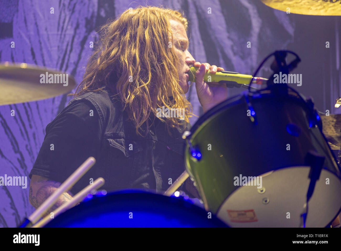 Madison, Wisconsin, USA. 25th Mar, 2019. AARON GILLESPIE of Underoath ...