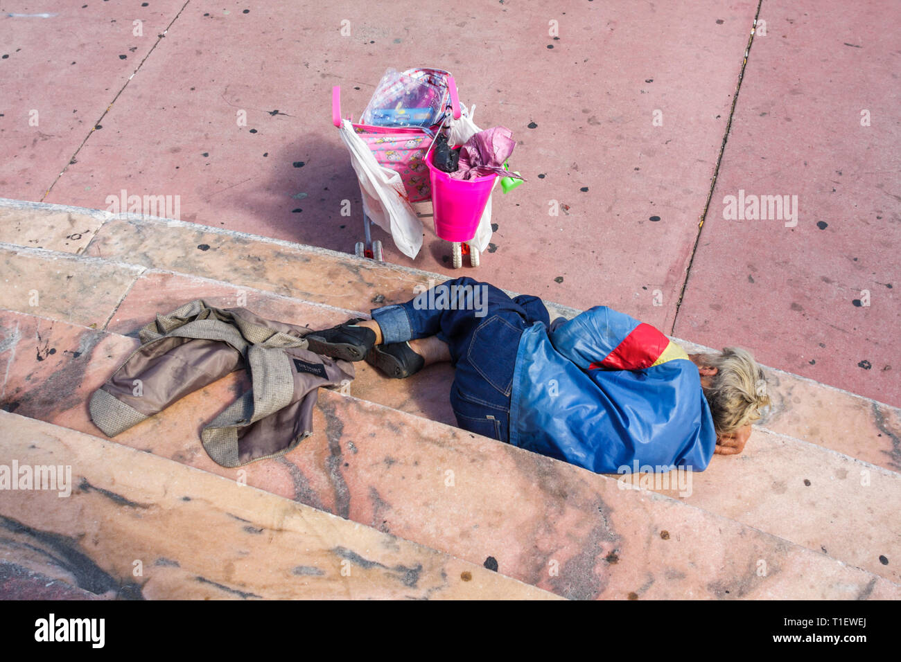 Miami Beach Florida,Washington Avenue,US Post Office,marble steps,woman ...