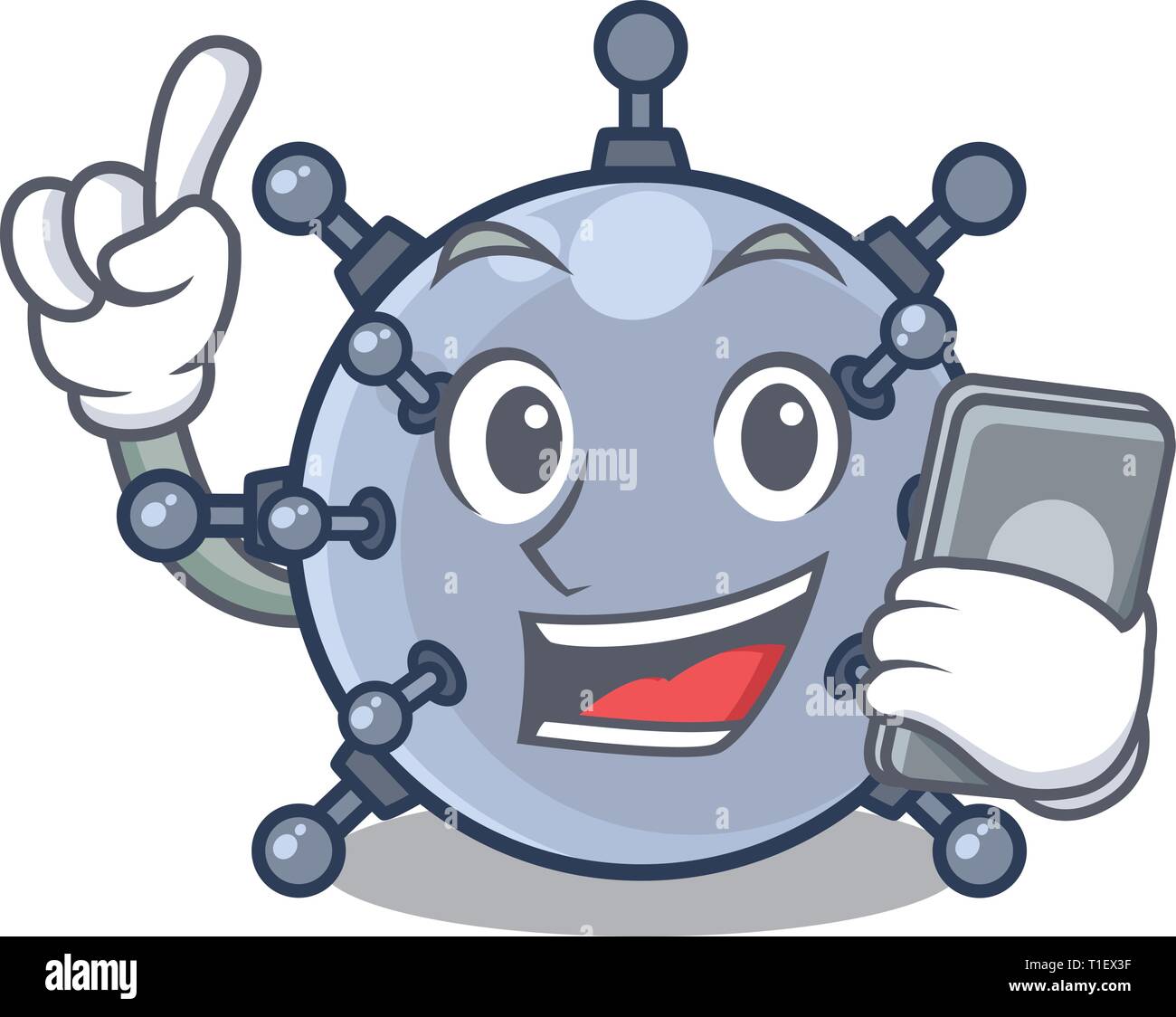 With phone mine underwater isolated with the mascot vector illustration ...