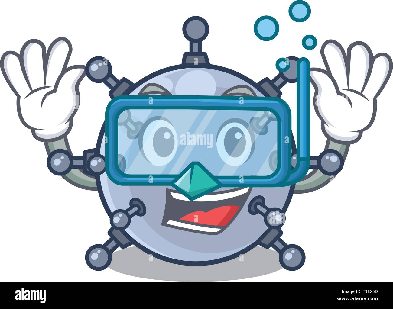 Diving mine underwater in the cartoon shape vector illustration Stock ...