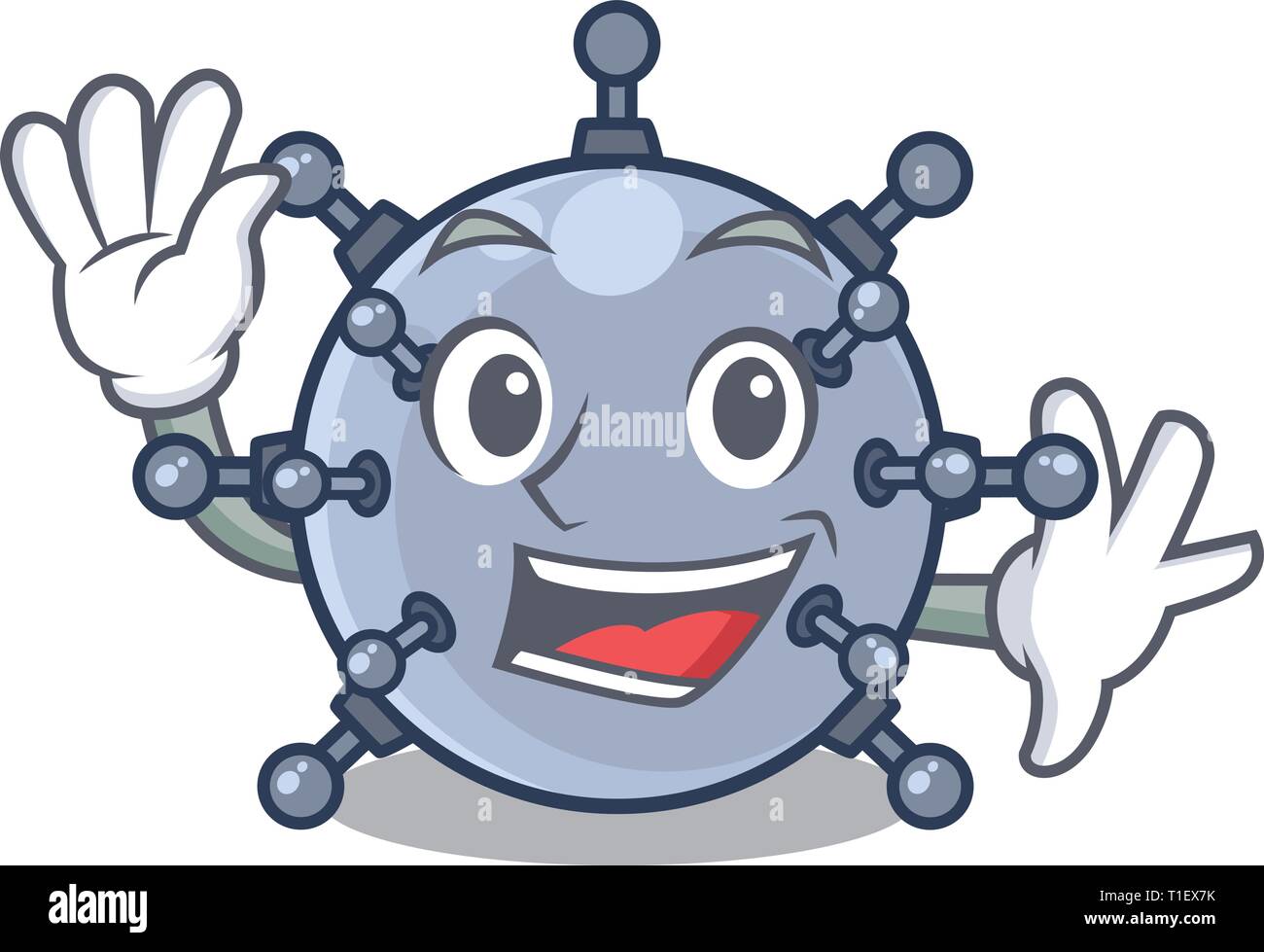 Waving mine underwater in the cartoon shape vector illustration Stock ...