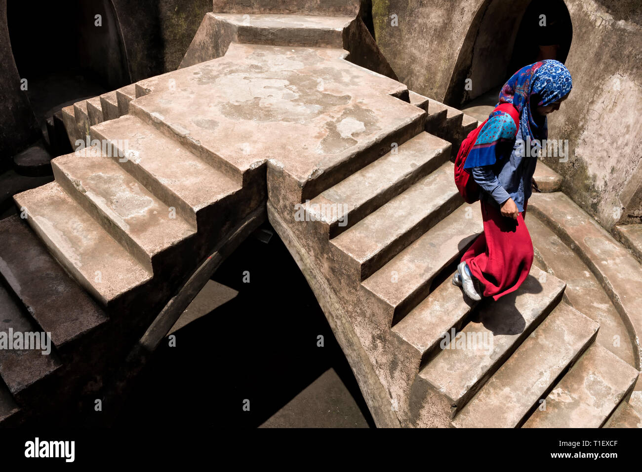 Young Muslim woman visiting Sumur Gumuling, Part of Taman Sari complex ...
