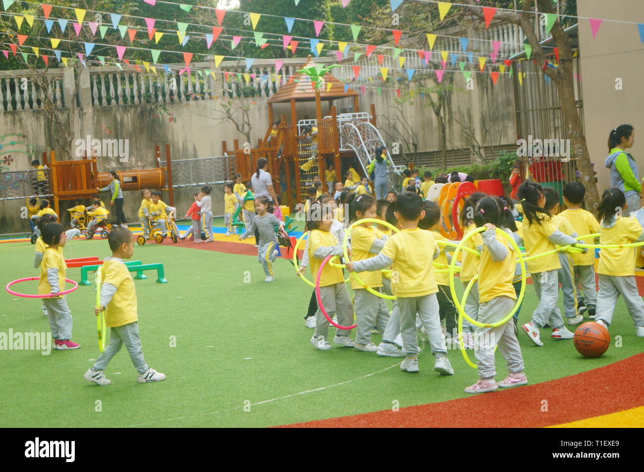 Shenzhen, China: Kindergarten children are enjoying physical education ...