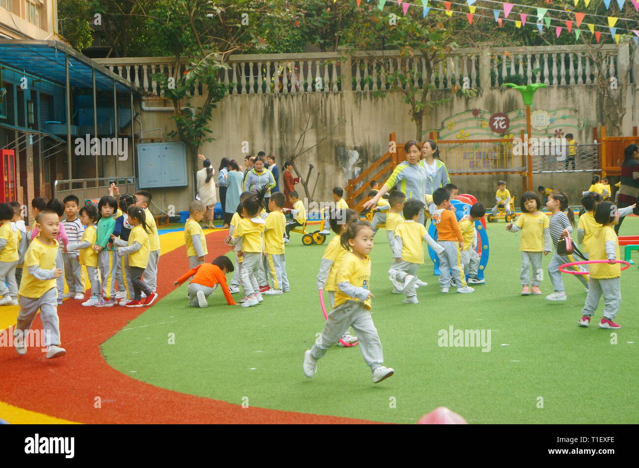 Shenzhen, China: Kindergarten children are enjoying physical education ...