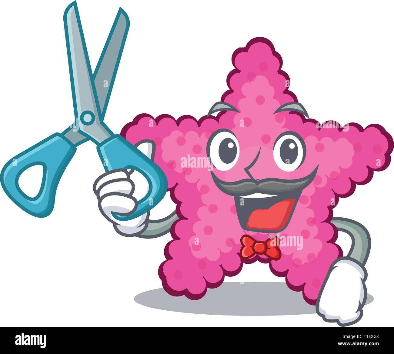 Barber pink starfish isolated with the cartoon vector illustration ...